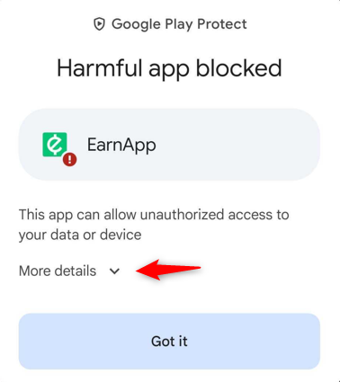 Why am I receiving a "Harmful app" warning message? – EarnApp